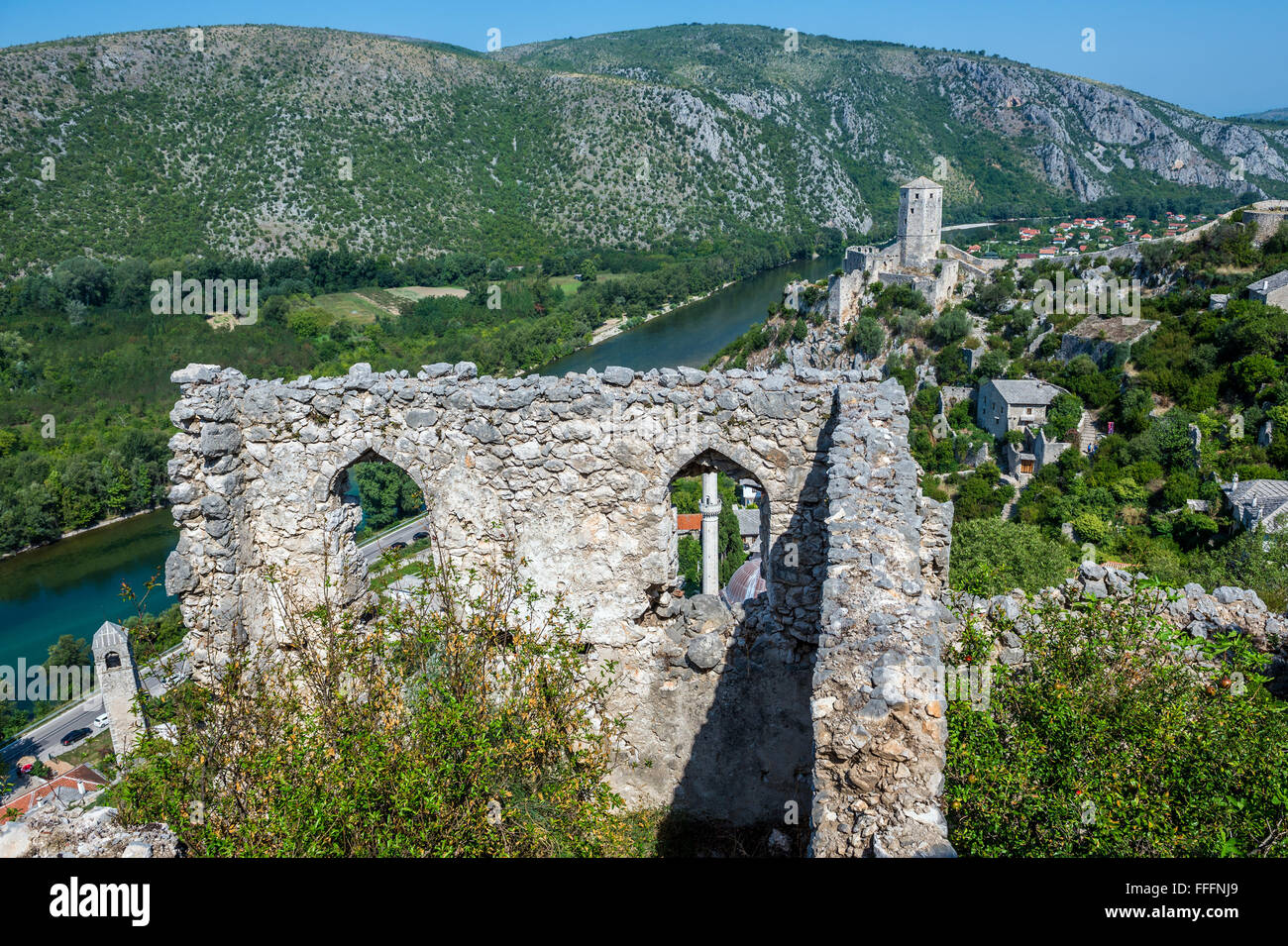 Ruins and medieval citadel (background) built by King Tvrtko I of ...