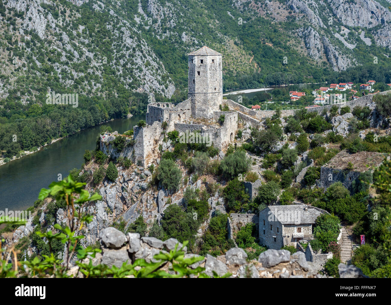 medieval citadel built by King Tvrtko I of Bosnia in 1383 in Pocitelj ...