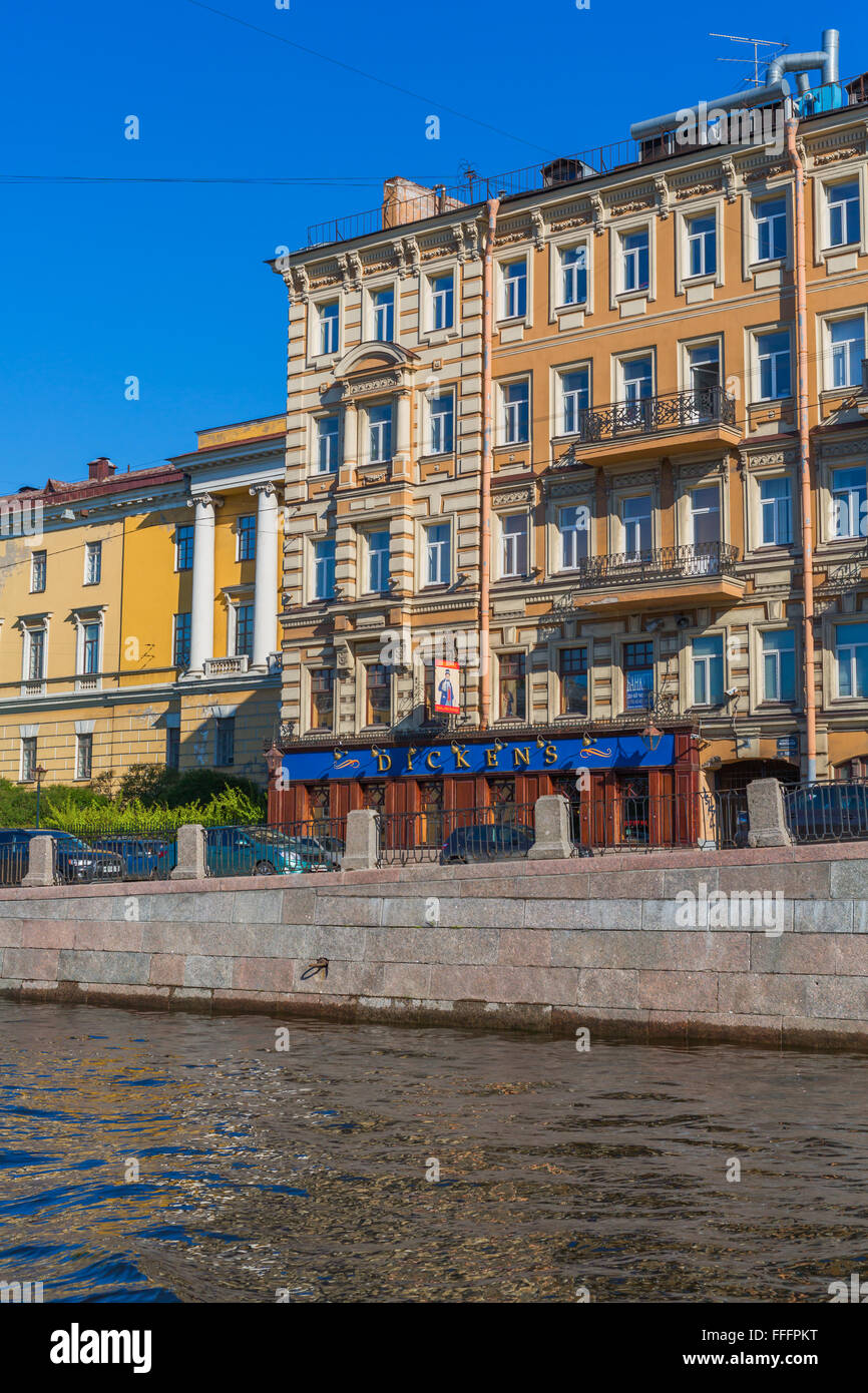Vintage house on Fontanka river embankment, Saint Petersburg, Russia ...