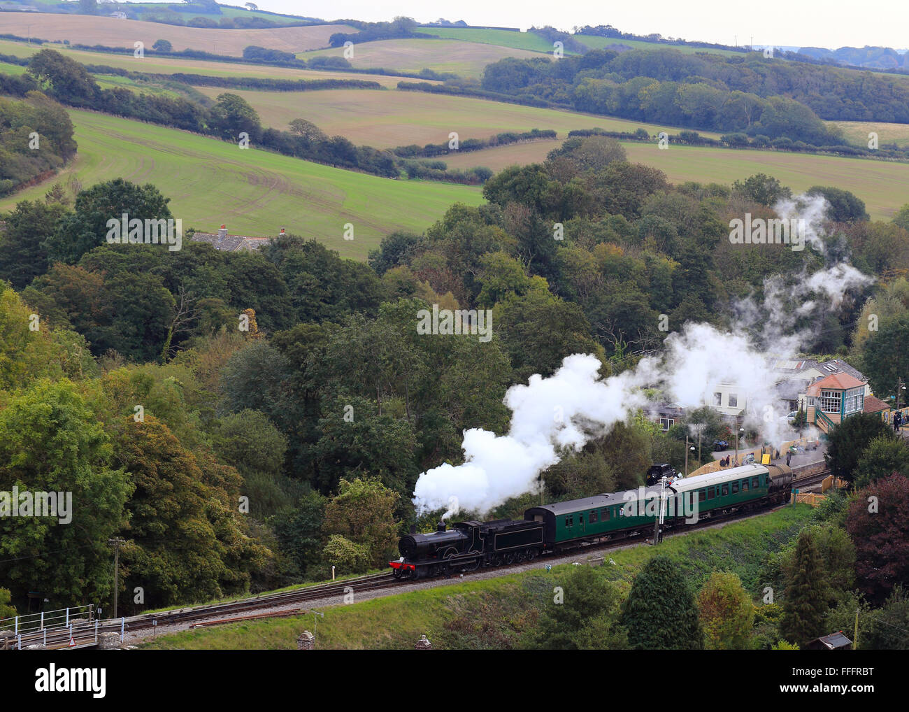 Steam train in the Dorset countryside, England, UK Stock Photo - Alamy