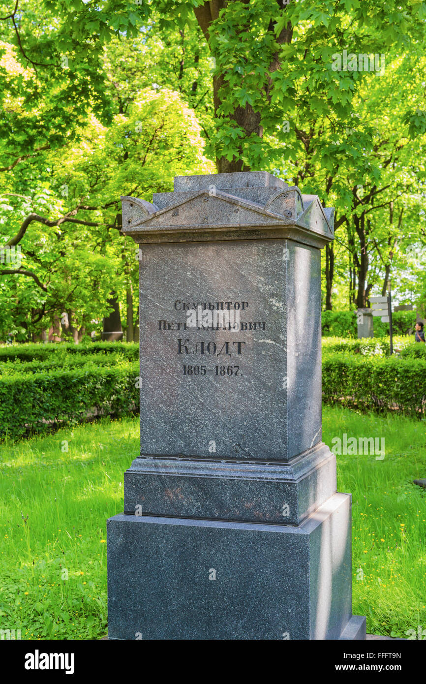 Grave of sculptor Peter Clodt, Tikhvin Cemetery, Alexander Nevsky Lavra ...