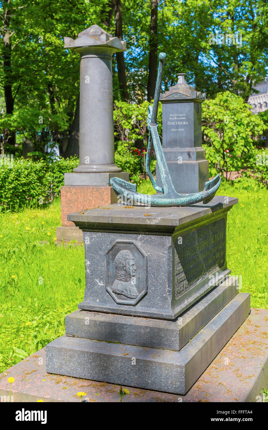Grave of admiral Yuri Lisyansky, Tikhvin Cemetery, Alexander Nevsky ...