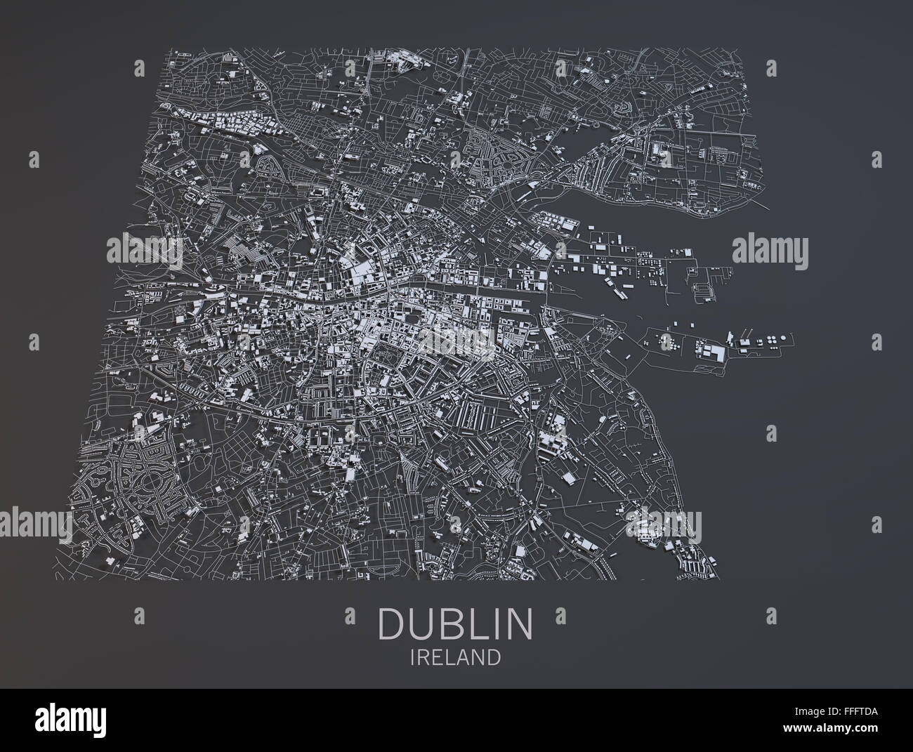 Dublin map satellite view, Ireland Stock Photo - Alamy