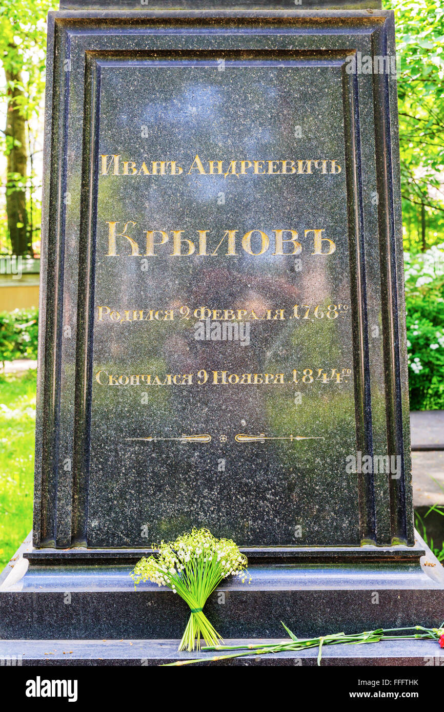 Grave of poet Ivan Krylov, Tikhvin Cemetery, Alexander Nevsky Lavra ...