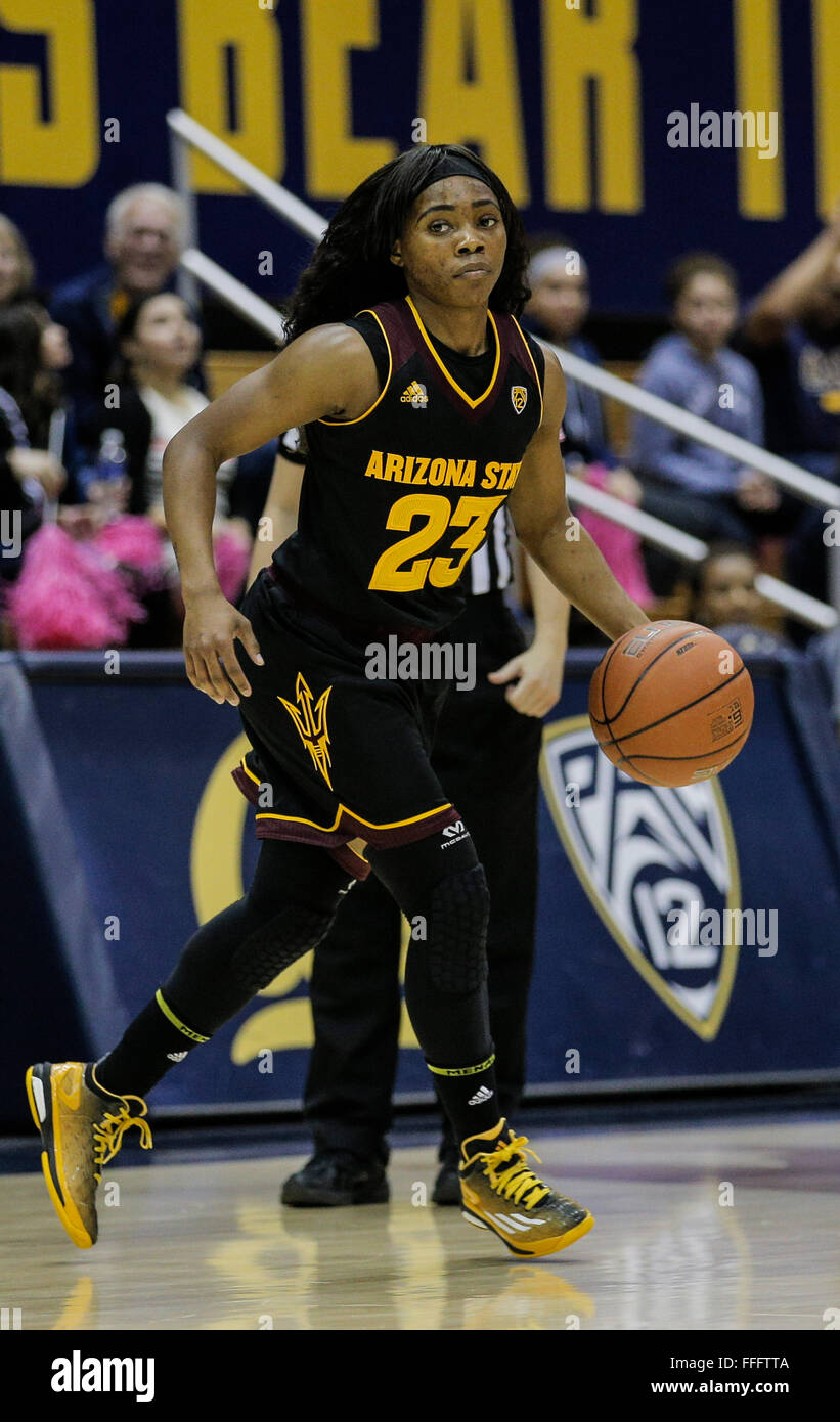 Berkeley USA CA. 12th Feb, 2016. Arizona State G # 23 Elisha Davis game ...