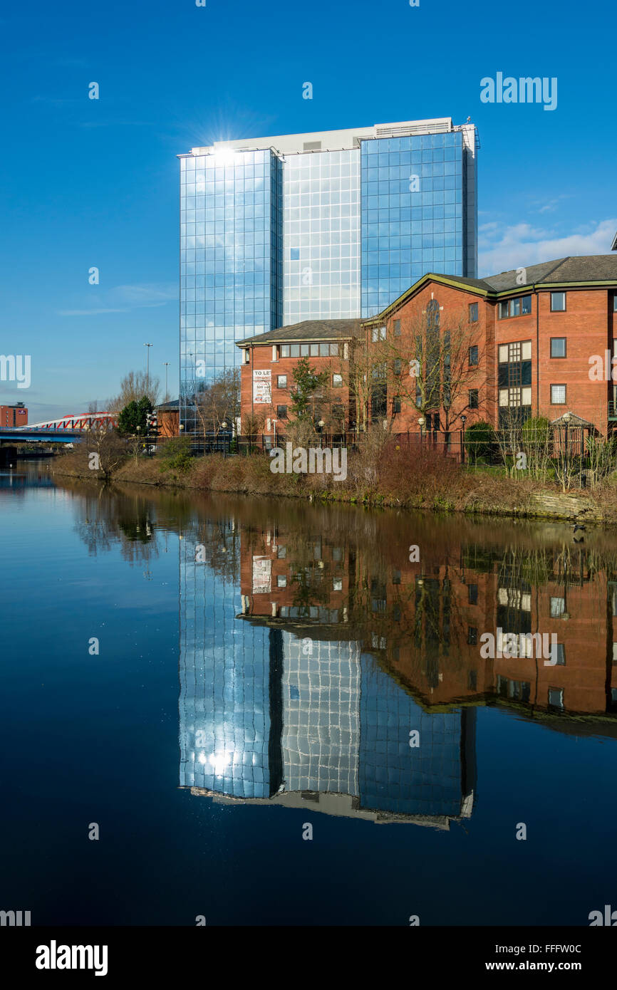 The Exchange Quay office buildings reflected in the Manchester Ship ...