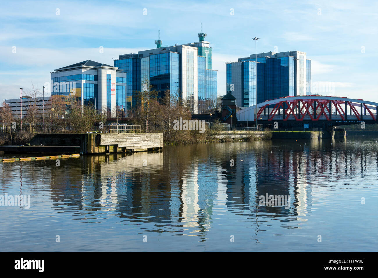The Exchange Quay office buildings reflected in the Manchester Ship ...