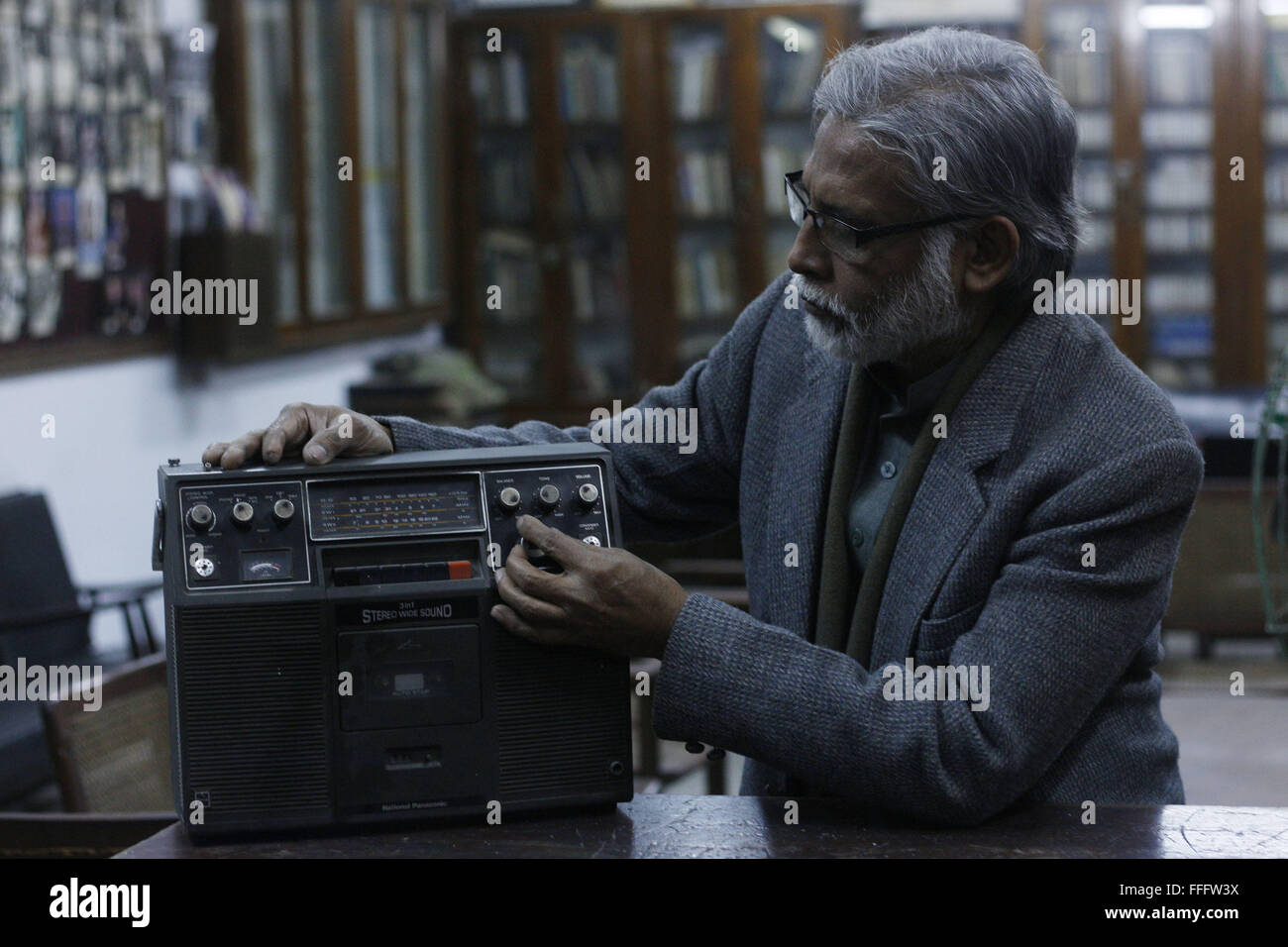 Lahore, Pakistan. 12th Feb, 2016. Worker of a Radio Station Pakistan ...