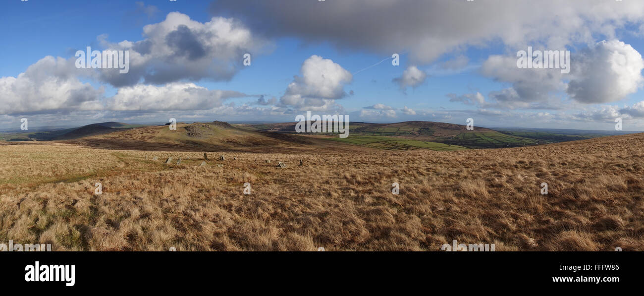 Bedd Arthur panorama, Preseli Hills, Pembrokeshire, Wales, UK Stock ...