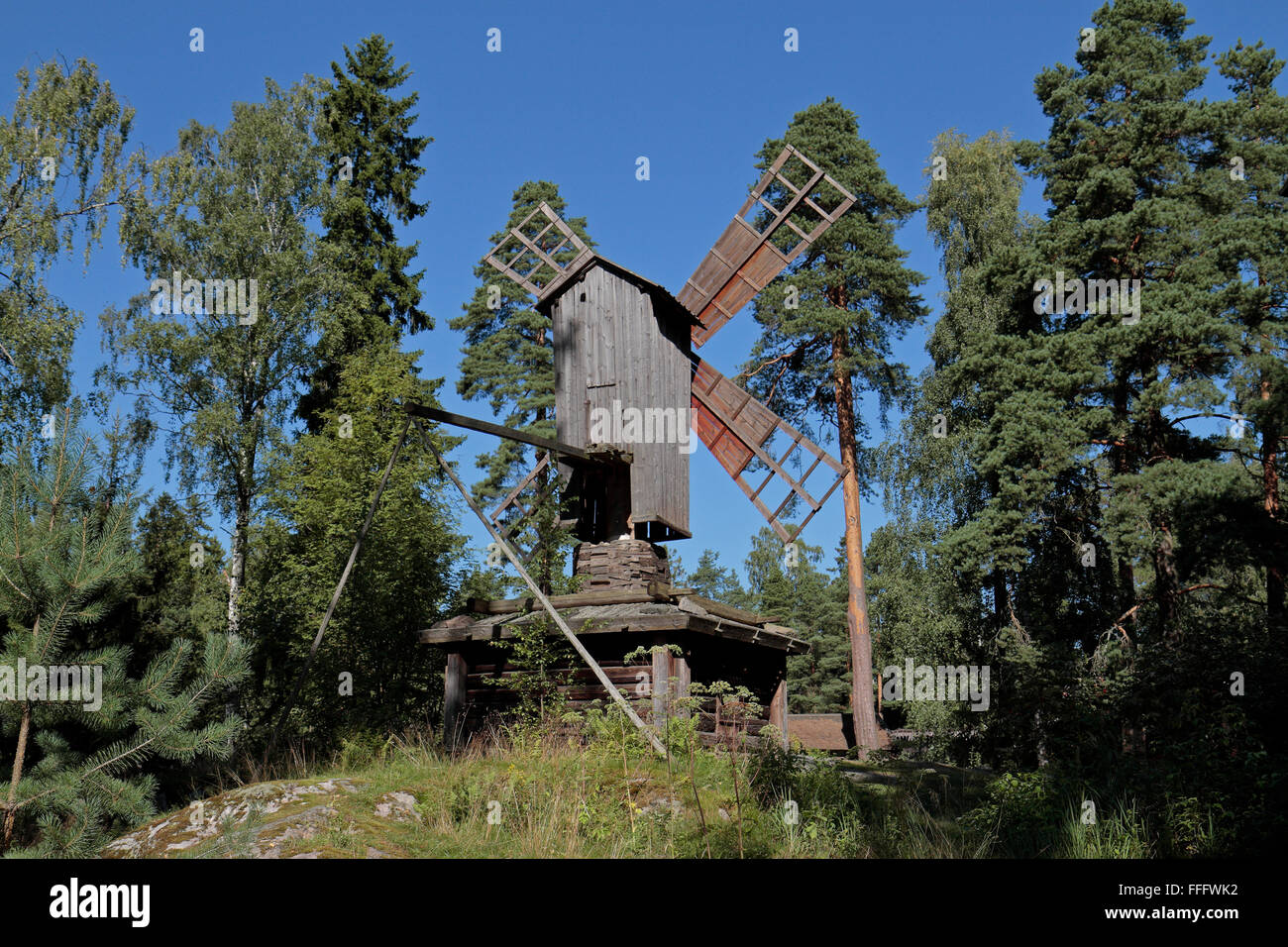 Wooden windmill (Tuulimylly) on Seurasaari Island and Open-Air Museum ...