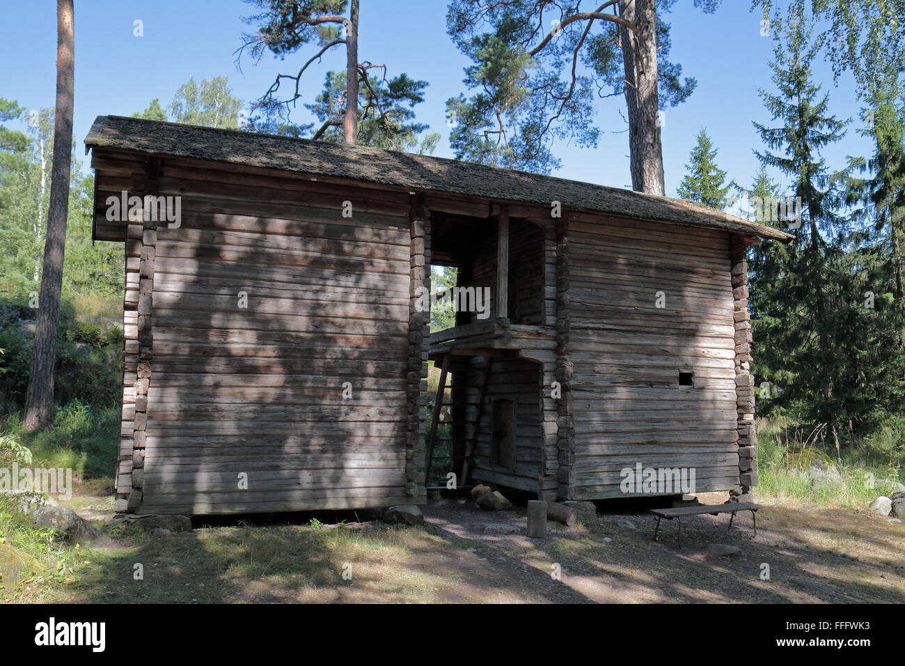 Two storey wooden hut on Seurasaari Island and Open-Air Museum ...
