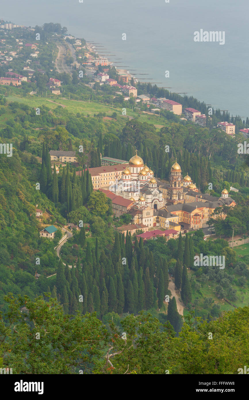 View of New Athos Monastery from Anacopia mountain, New Athos, Abkhazia ...