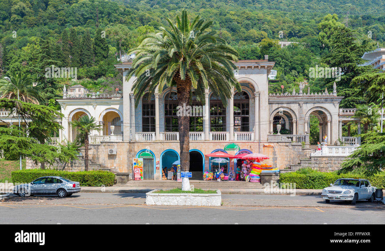 Vintage railway station, Gagra, Abkhazia, Georgia Stock Photo, Royalty ...