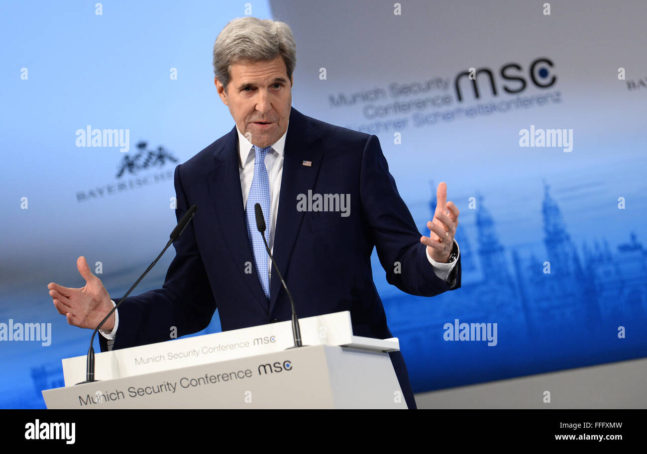 Munich, Germany. 13th Feb, 2016. US American Secretary of State John ...