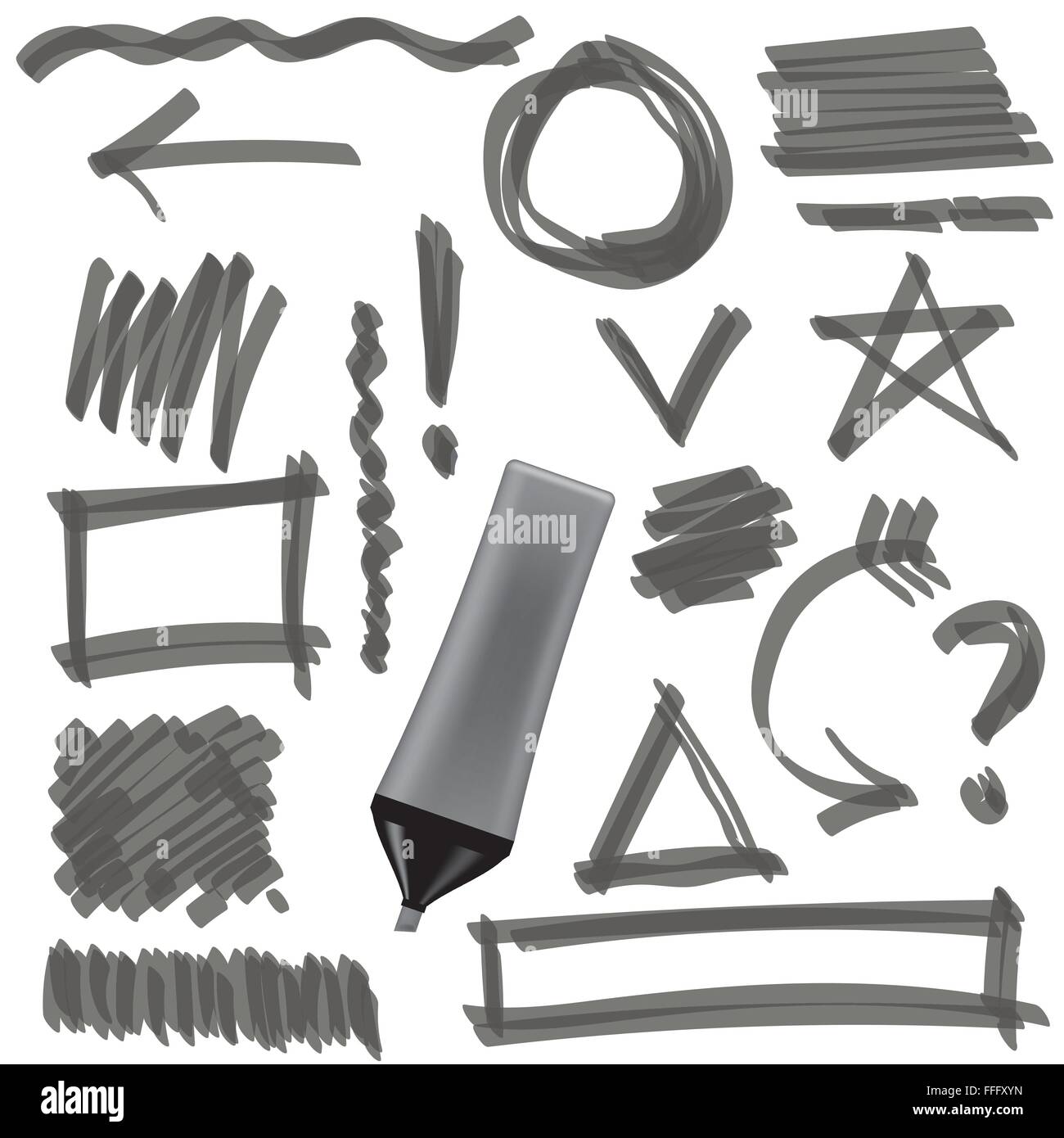 Gray Marker. Set of Graphic Signs. Arrows, Circles Stock Vector Image ...