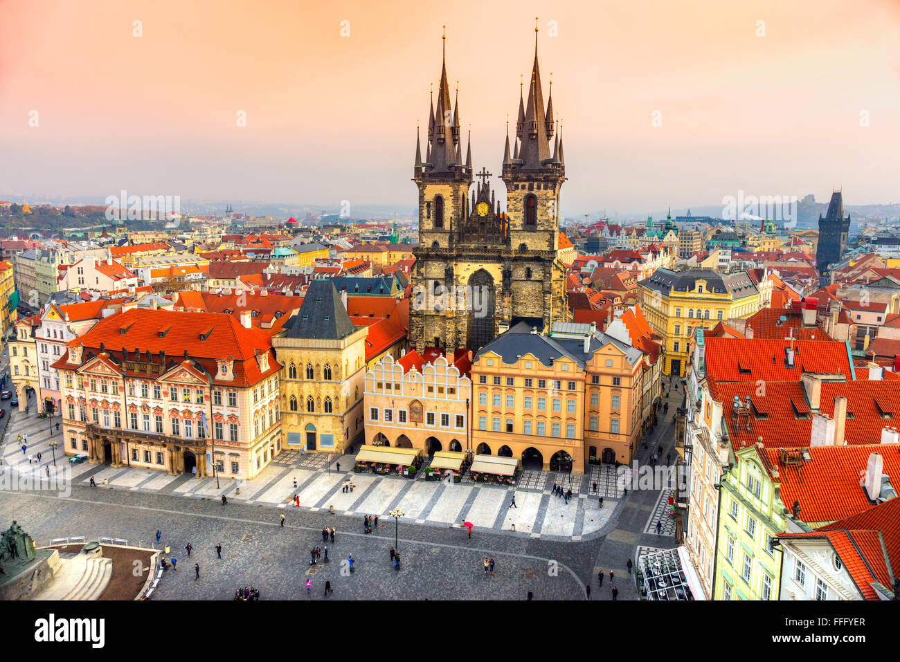 Prague, Tyn Church and Old Town Square. Czech Republic Stock Photo - Alamy