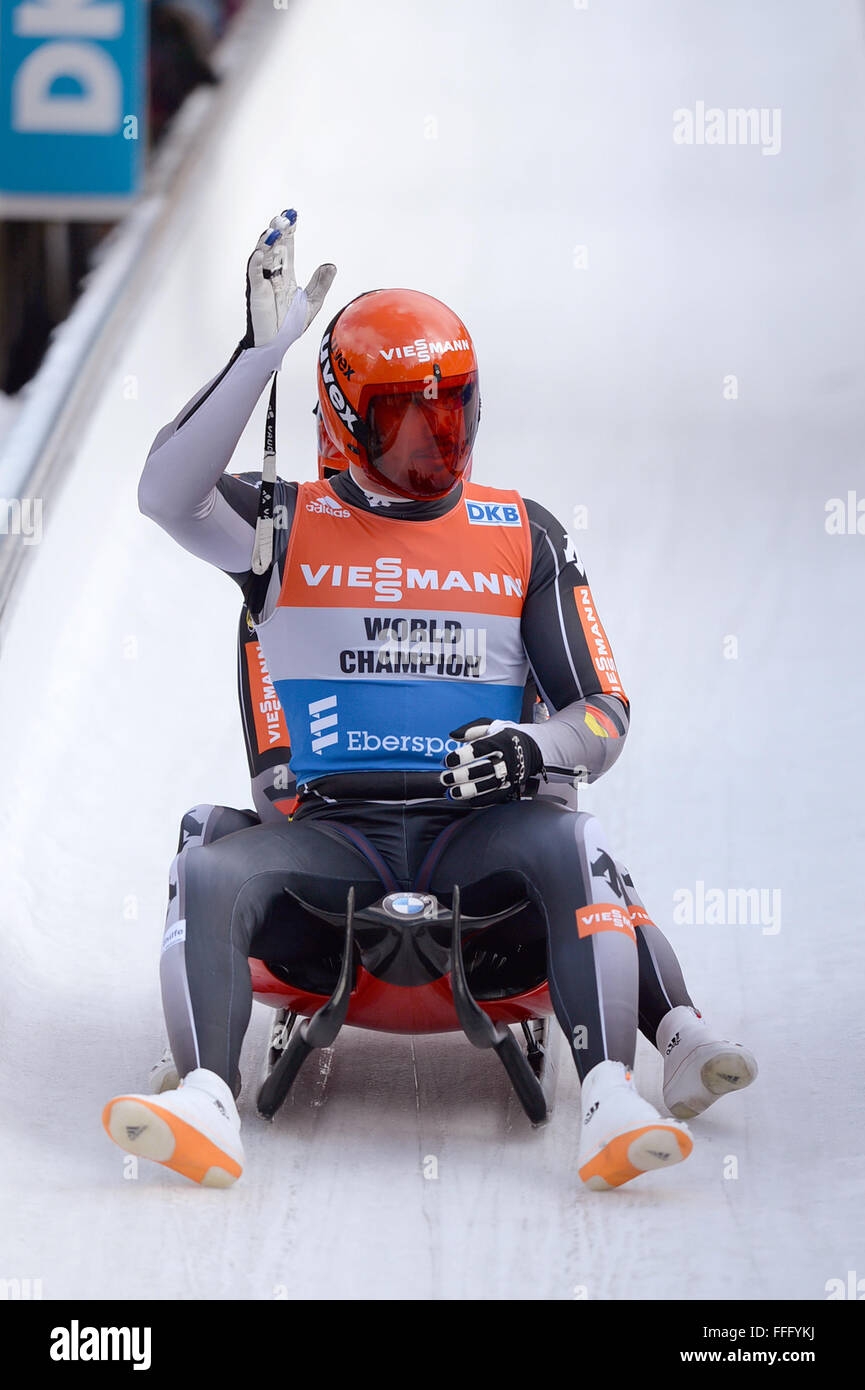 Altenberg, Germany. 13th Feb, 2016. Tobias Wendl (FRONT) und Tobias ...