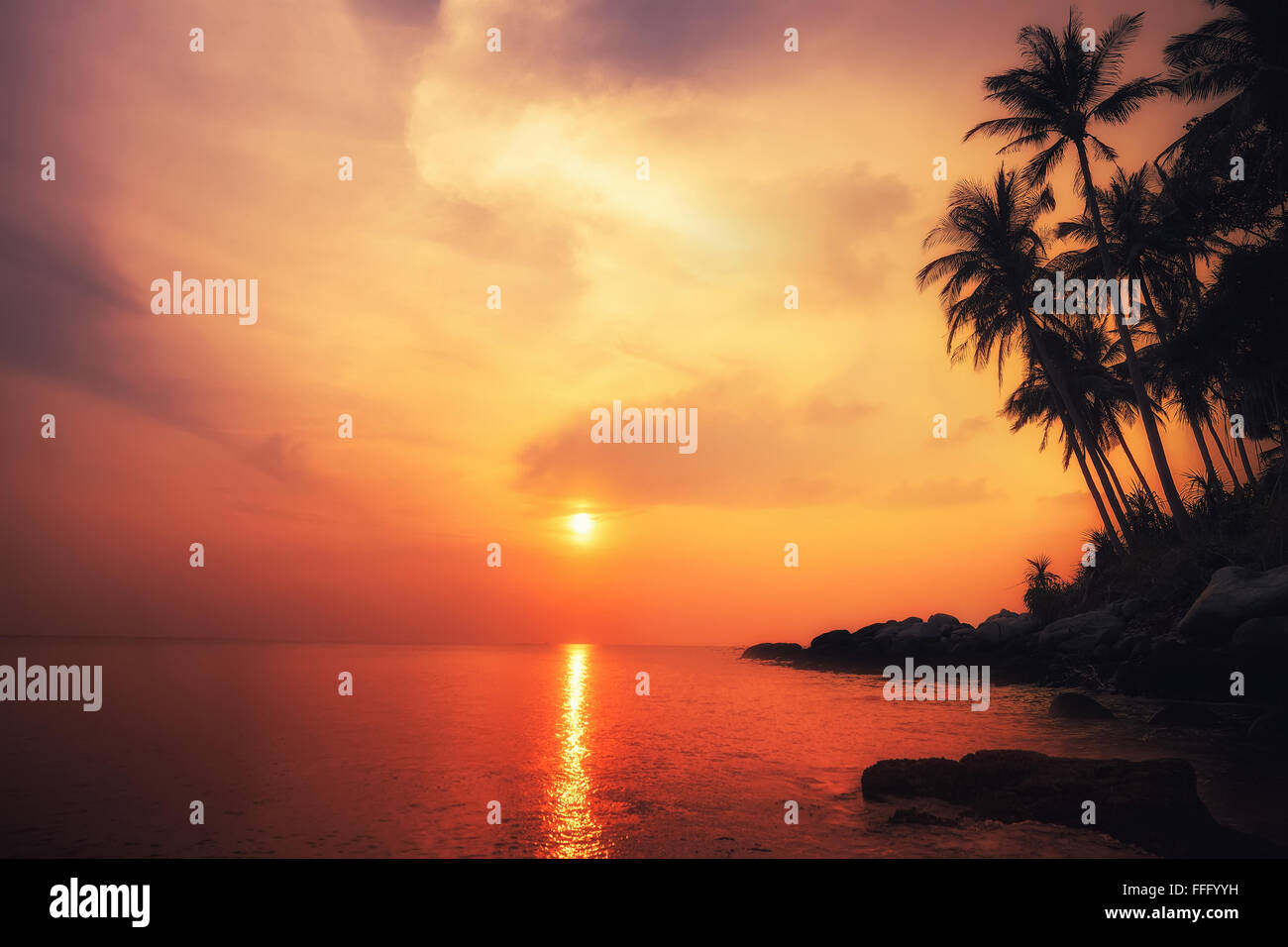 Amazing colors of tropical sunset. Phuket island, Thailand travel ...