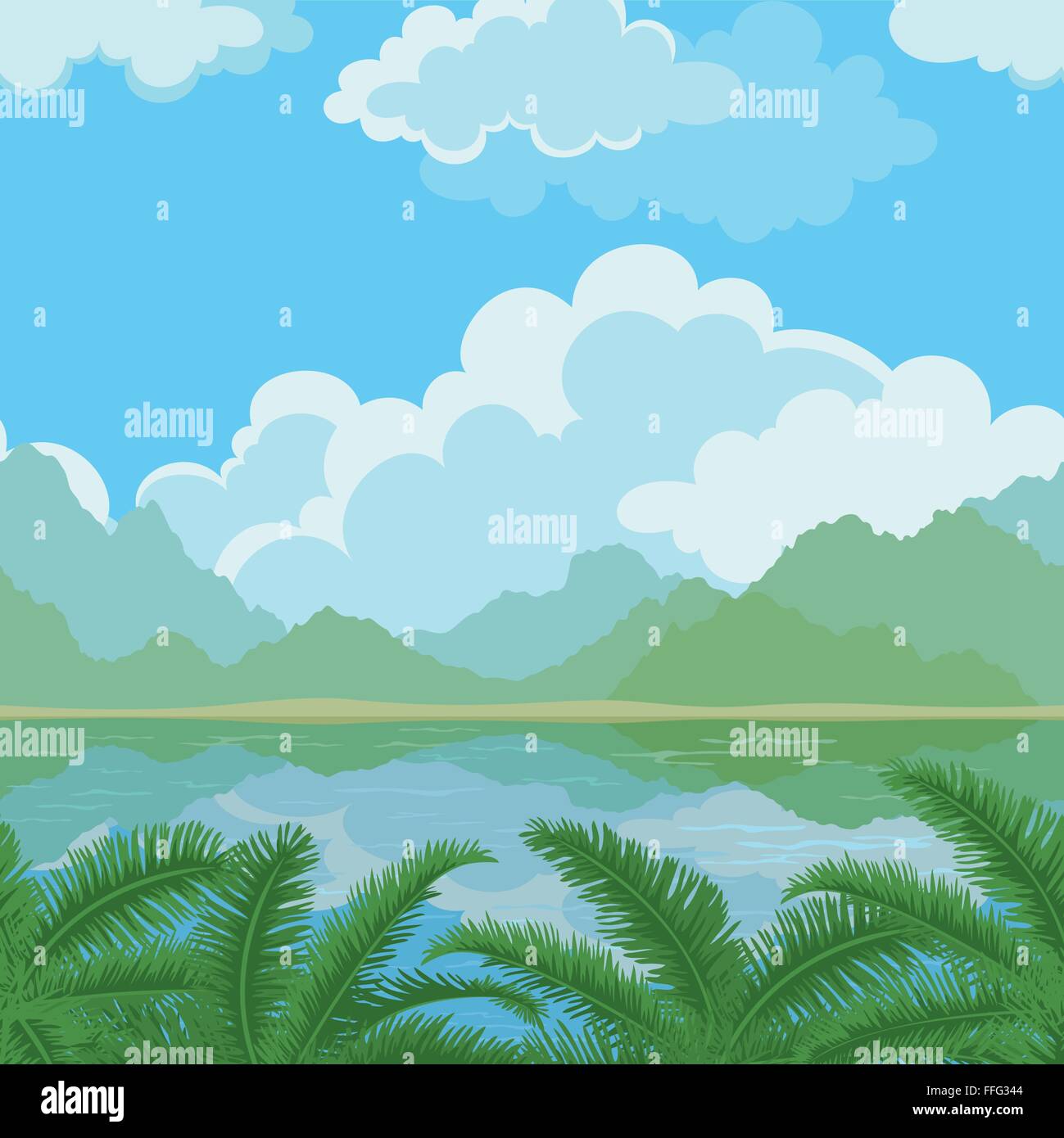 Seamless landscape, sea and plants Stock Vector Image & Art - Alamy