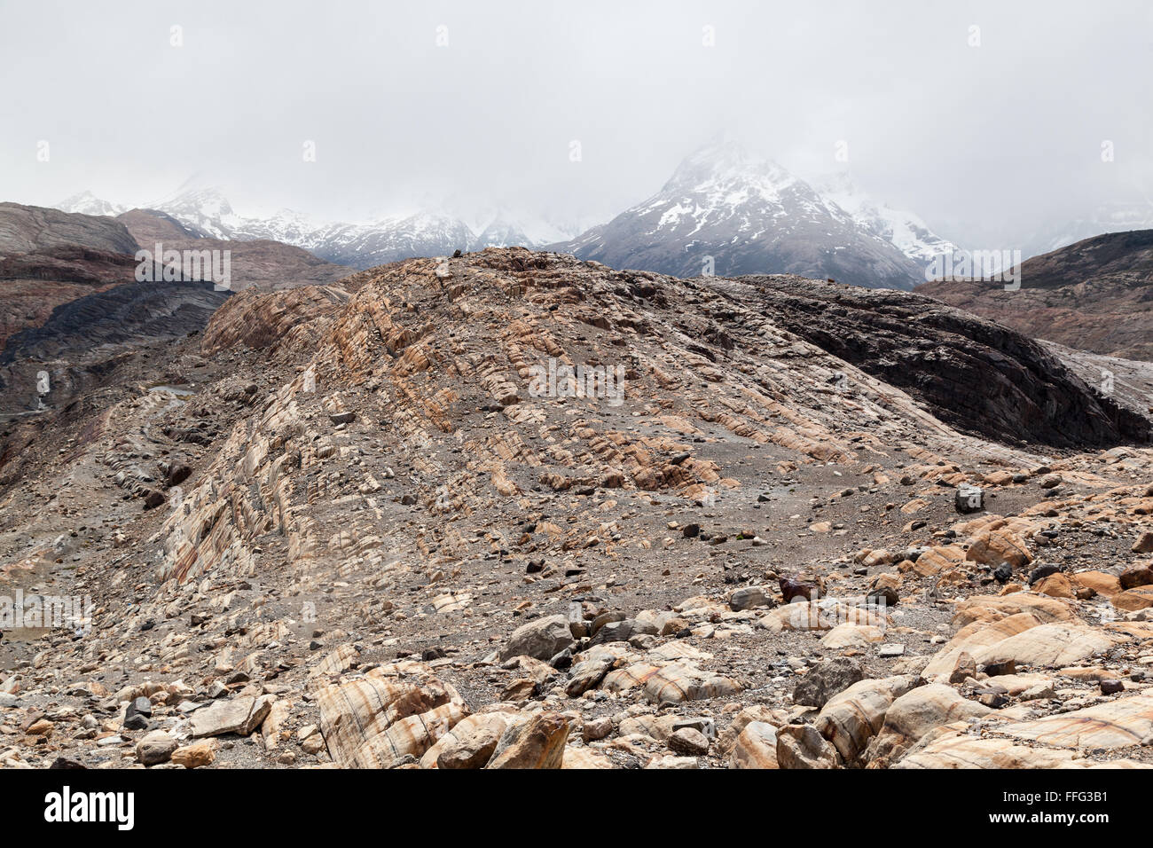 Dry Volcanic land Snow Mountain Patagonia Argentina Stock Photo - Alamy