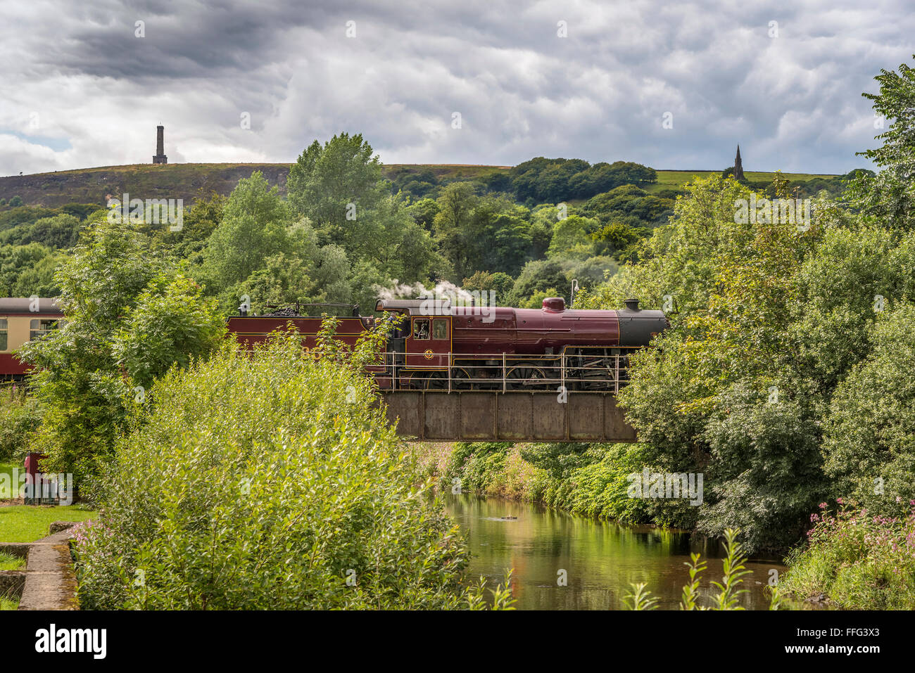The " Crab " Mogul locomotive crossing the river Irwell on the East ...