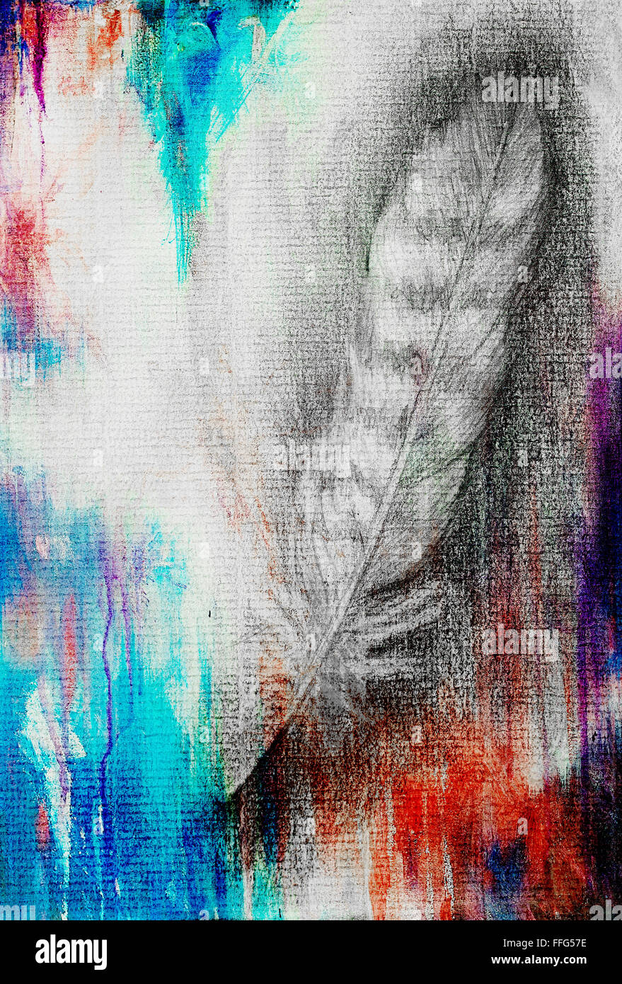 Drawing on old paper, sketch quill pen Stock Photo - Alamy