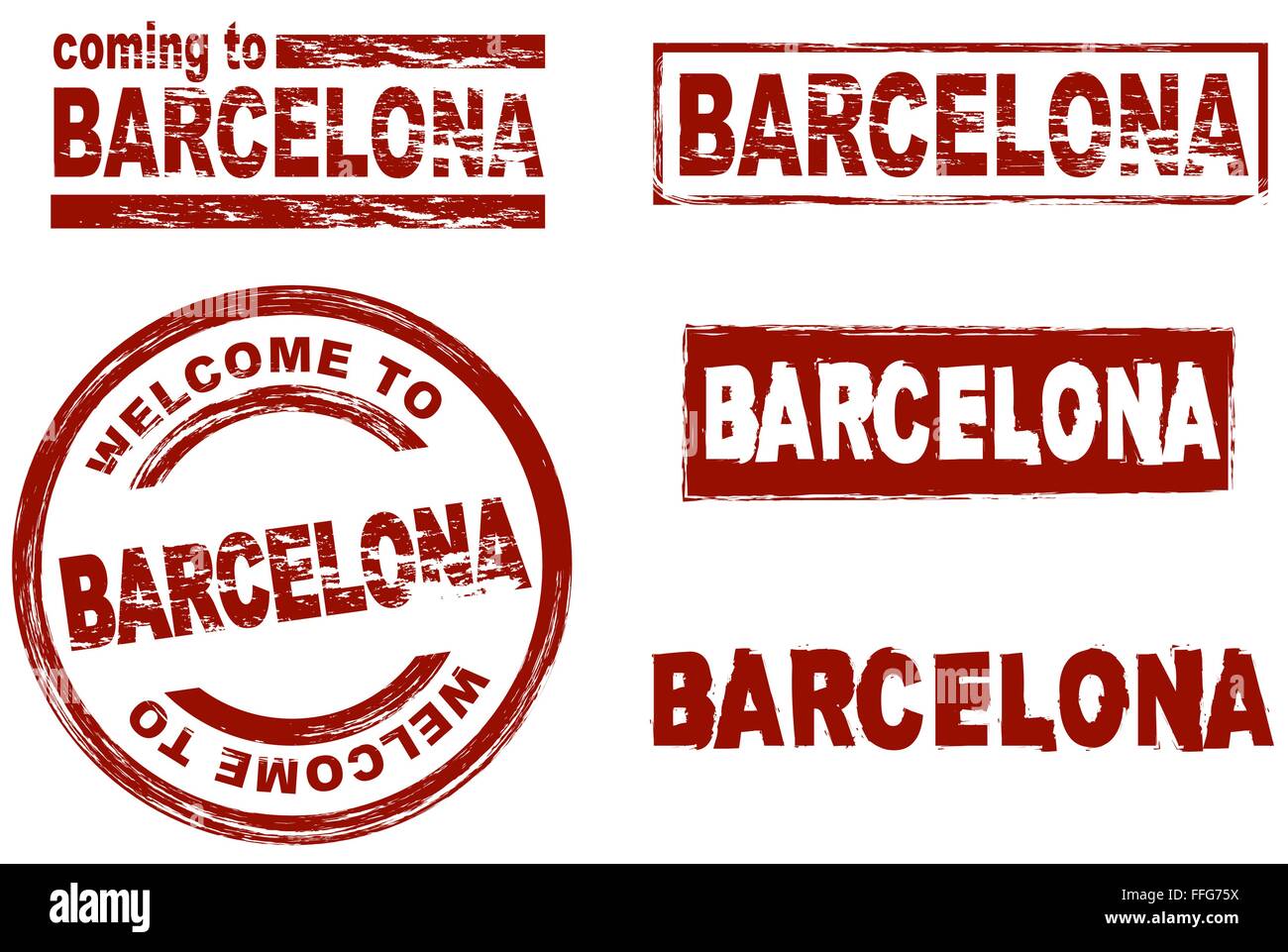 Set of stylized ink stamps showing the city of Barcelona Stock Vector ...