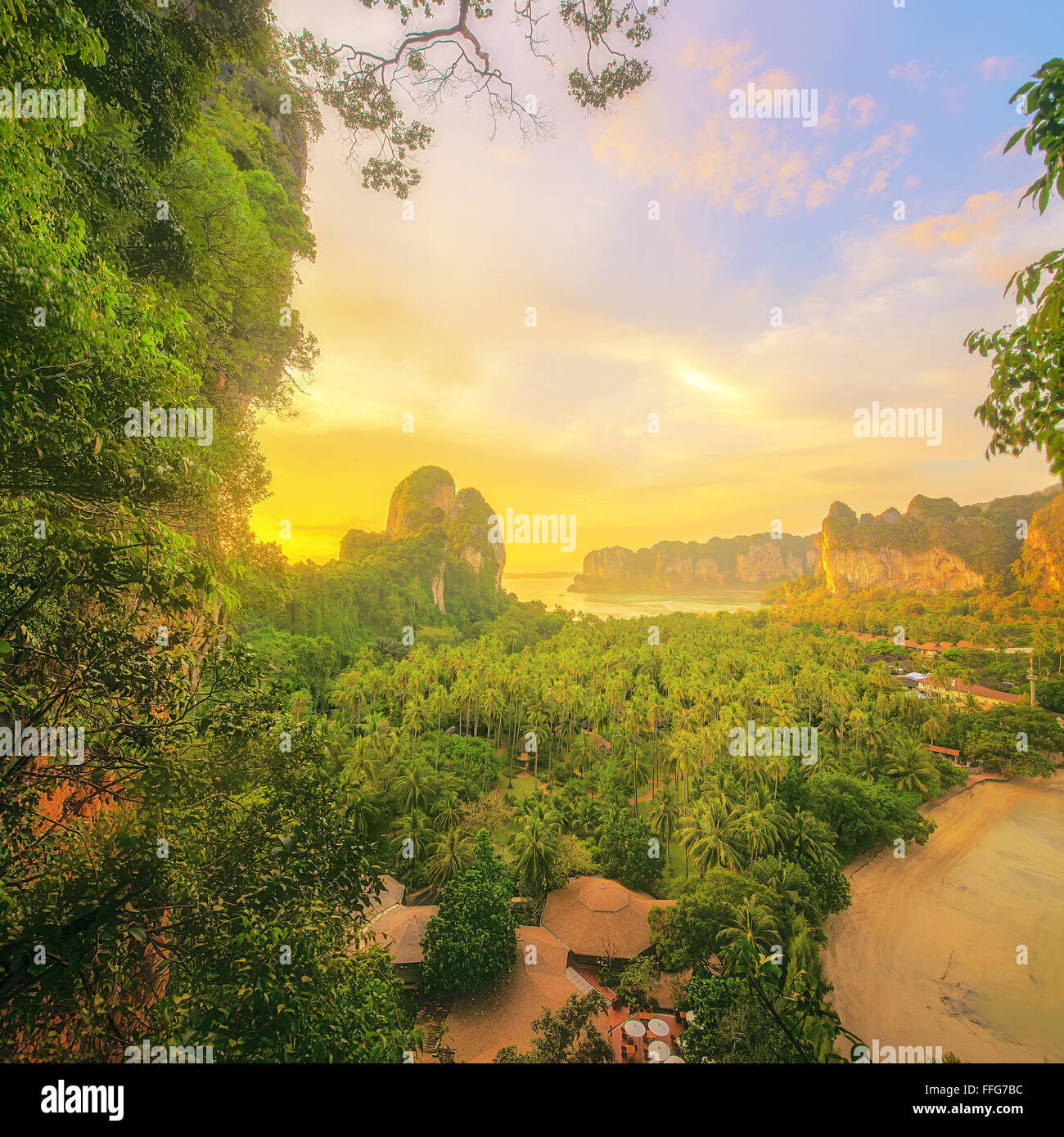 Beautiful sunrise over the tropical beach, Thailand. Vacation and ...