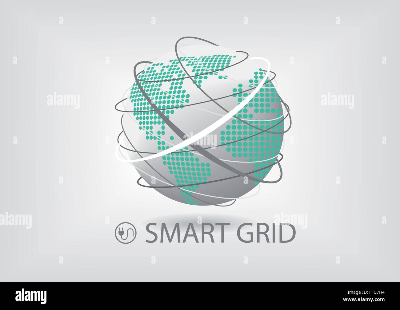 Smart power grid vector illustration with globe and lines Stock Vector ...