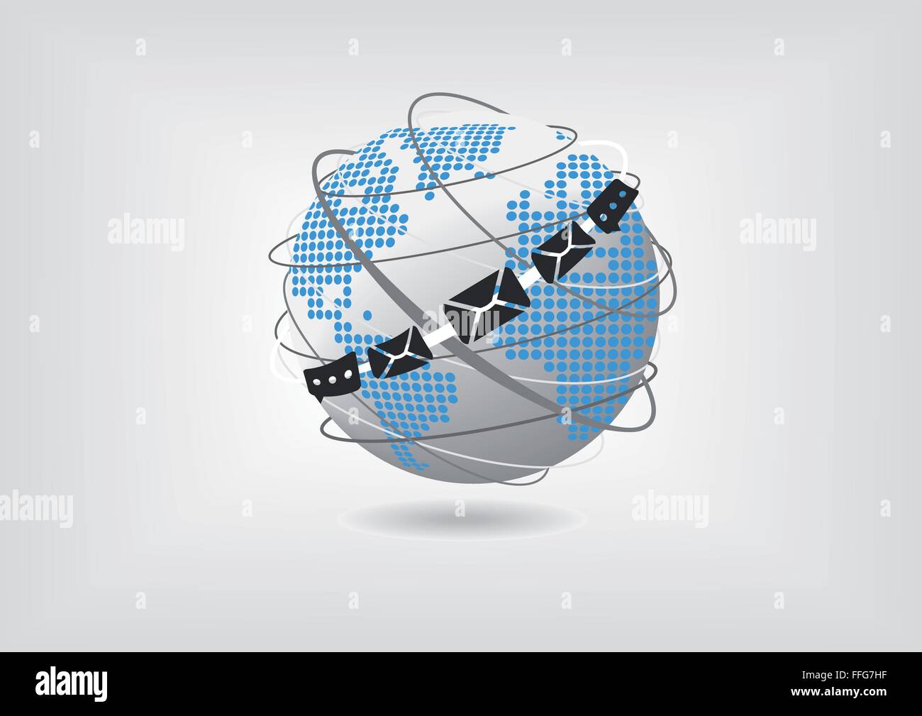 Vector illustration of world, map and mail and messaging Stock Vector ...