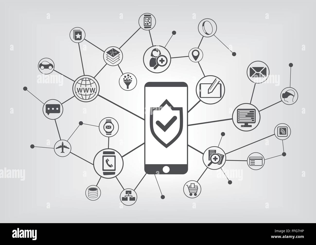 Mobile security concept for smart phones. Vector illustration ...