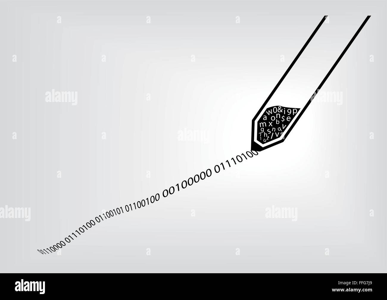 Data encryption IT security visualized by pen and digital ink Stock ...