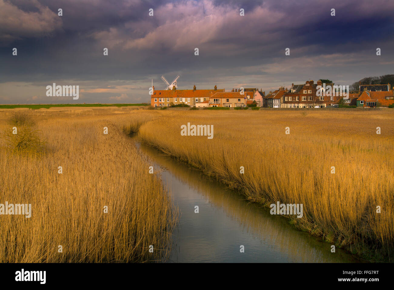 Cley windmill and Cley Marshes Nature Reserve on the North Norfolk ...
