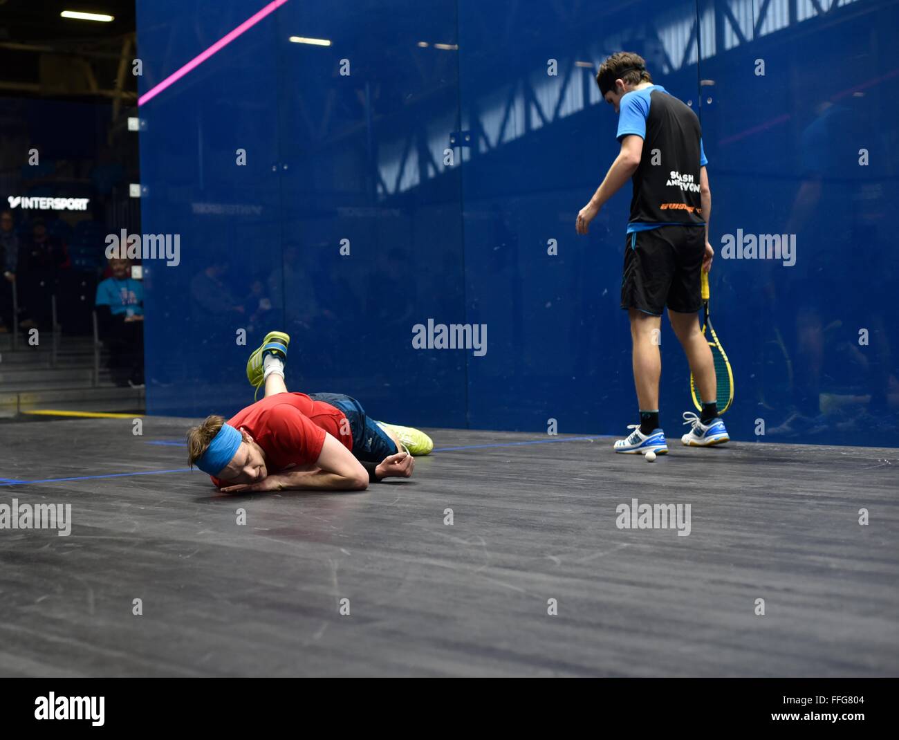 Manchester, UK, 13th Feb, 2016. 5th seed Chris Simpson (Yorkshire ...