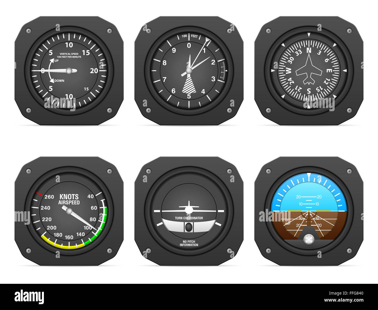 Flight instruments on a white background Stock Photo - Alamy