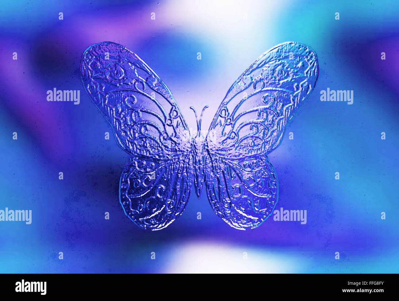 illustration of a butterfly, mixed medium, glass effect Stock Photo - Alamy