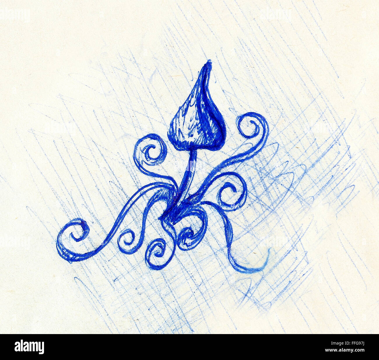 Psychedelic Flower Pen Drawing