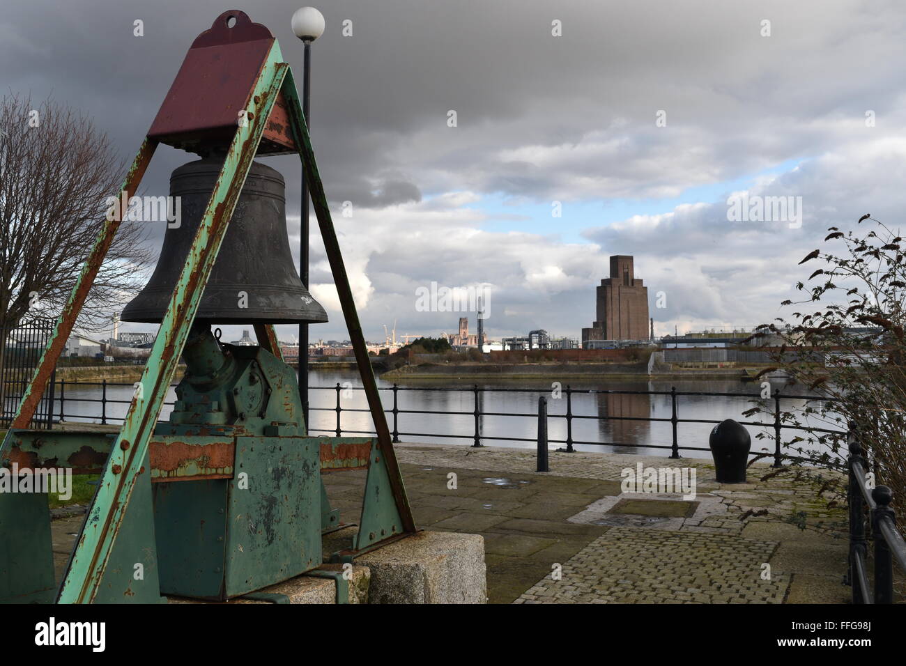 Looking over Egerton Wharf towards Mersey Tunnel Ventilation Tower from ...