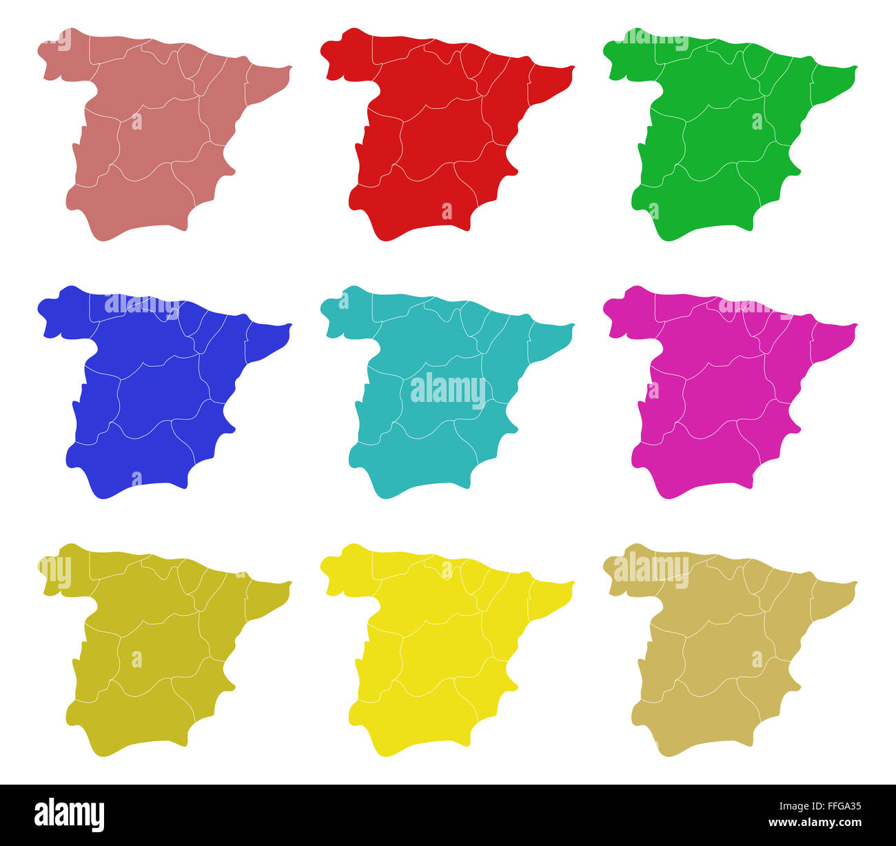 Spain map with regions Stock Photo - Alamy