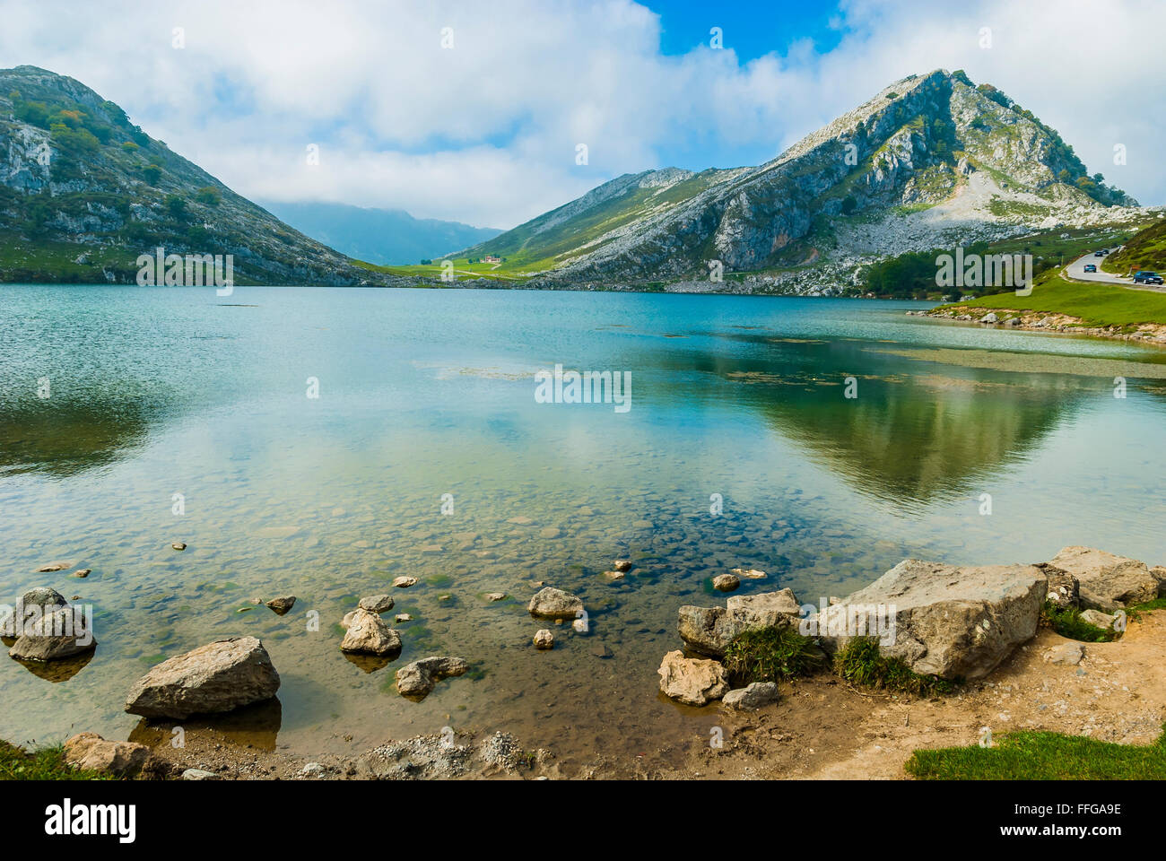 Lake Enol. The Lakes of Covadonga are composed of two glacial lakes ...