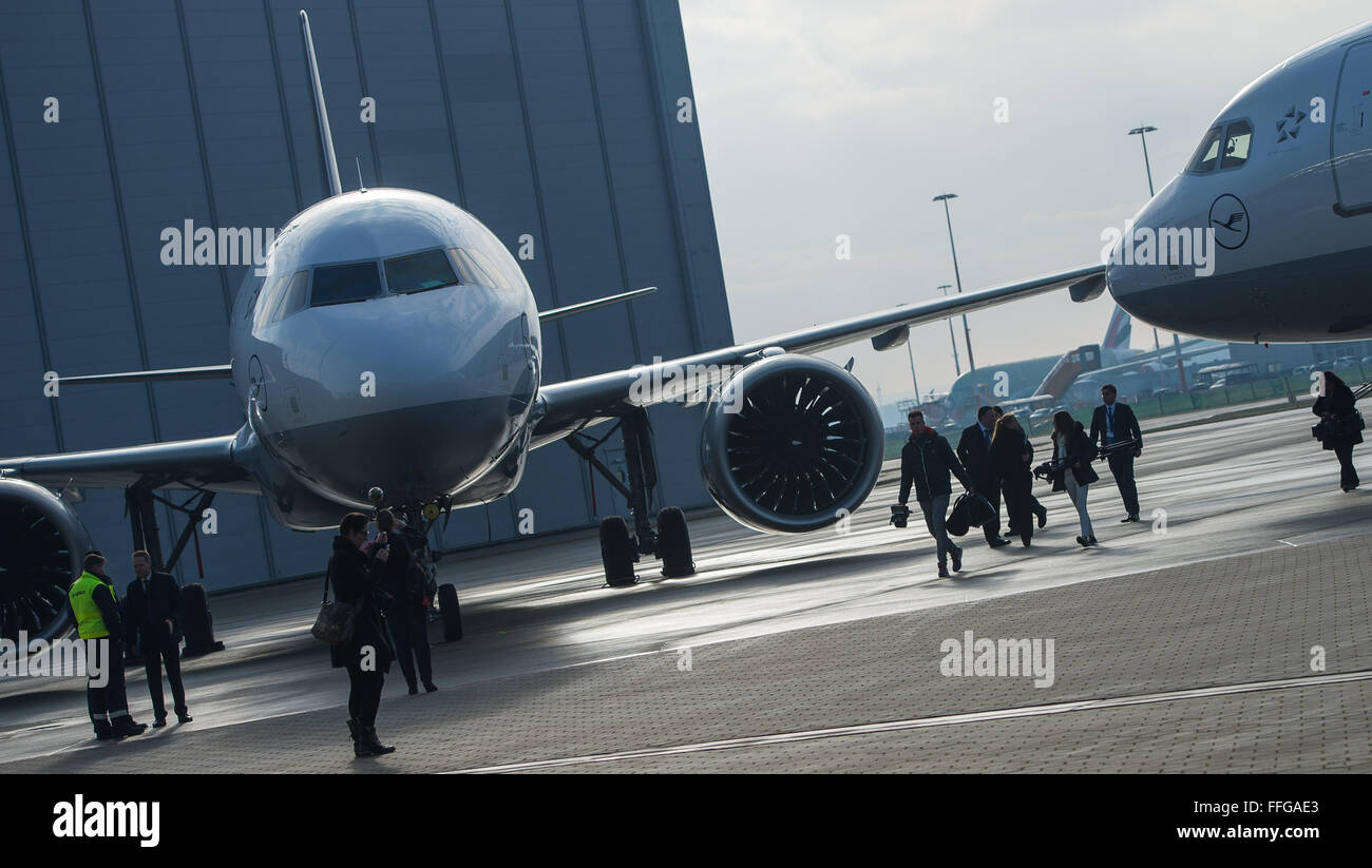 Hamburg, Germany. 12th Feb, 2016. An Airbus A320neo pictured on the ...