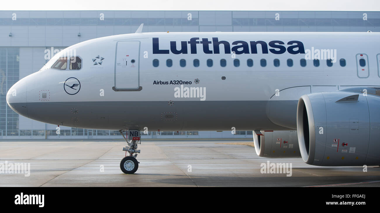 Hamburg, Germany. 12th Feb, 2016. An Airbus A320neo pictured on the ...