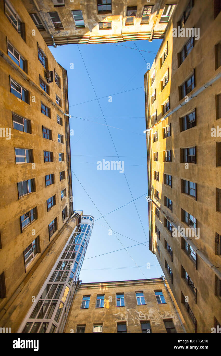 Typical courtyard in the center of St. Petersburg, Russia Stock Photo ...