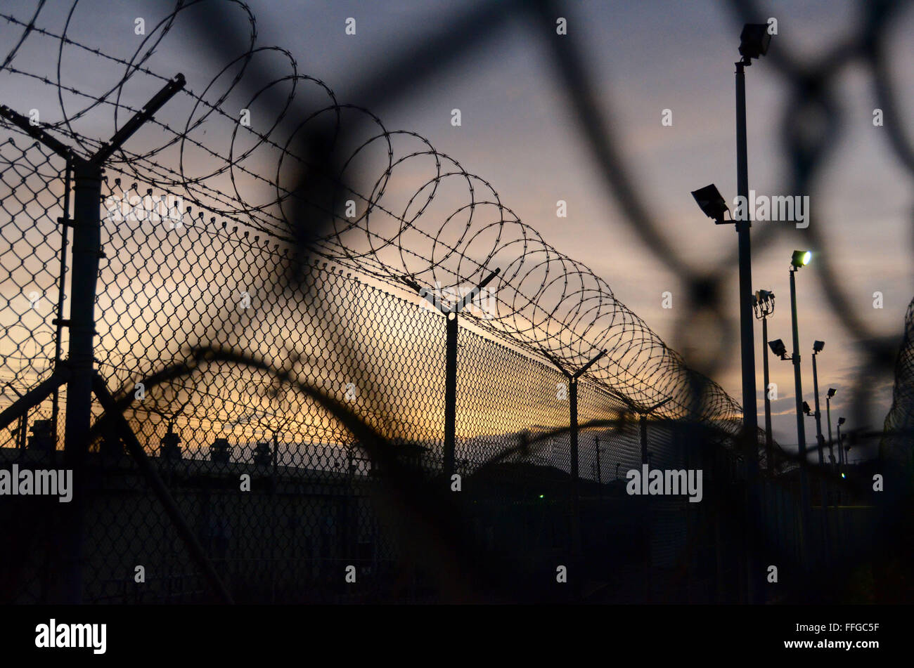 sunset camp delta gtmo guantanamo bay cuba us naval base barbed wire ...