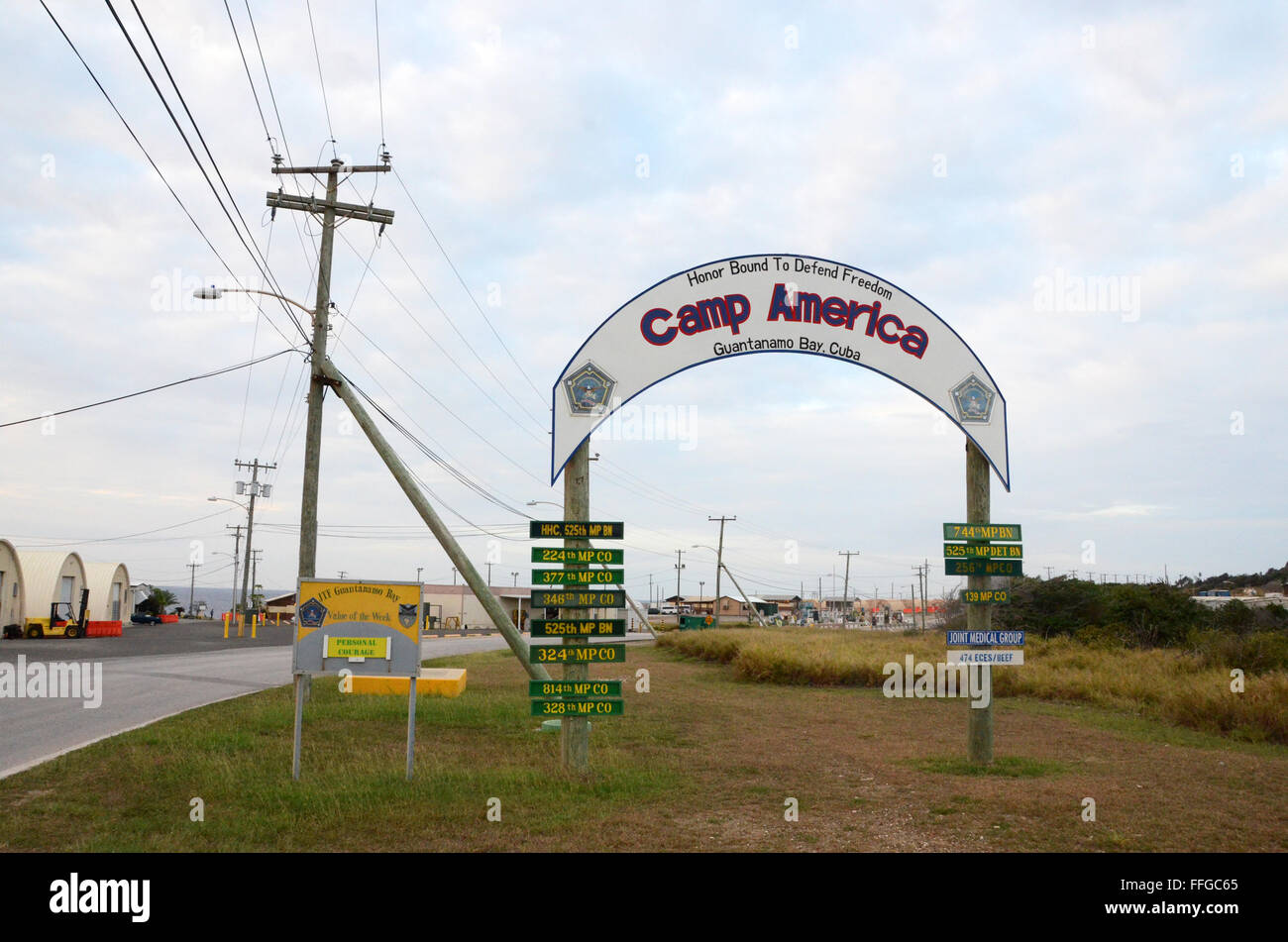 guantanamo bay cuba gtmo camp america entrance sign Stock Photo - Alamy
