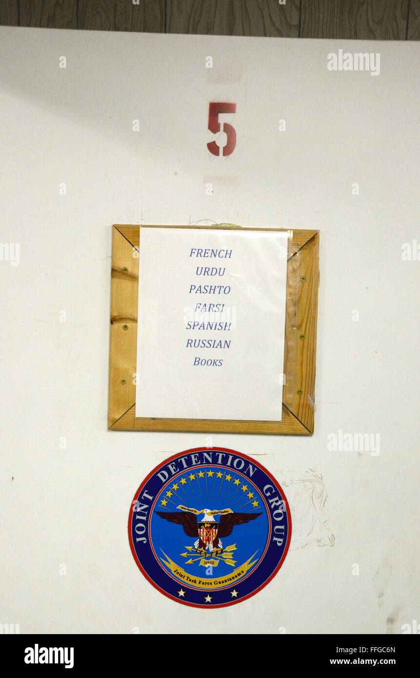 guantanamo bay cuba gtmo camp delta library door sign Stock Photo - Alamy
