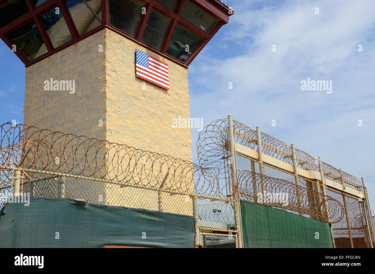 guantanamo bay cuba gtmo camp six entrance watchtower barbed wire fence ...