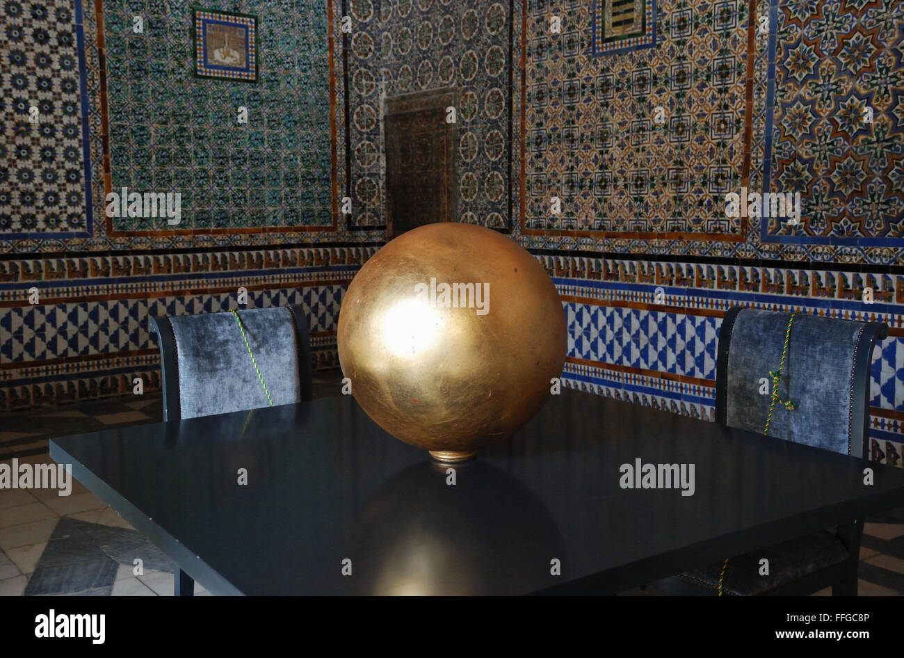 Golden Sphere at Pilatos House, Seville, Spain Stock Photo - Alamy