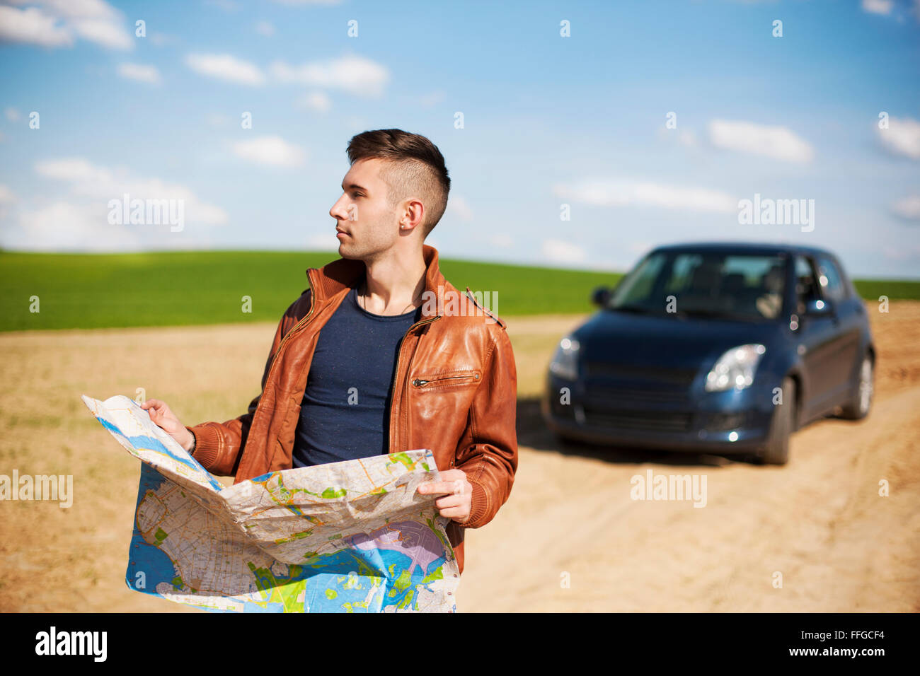 Reading the Map - Stock Image Stock Photo - Alamy