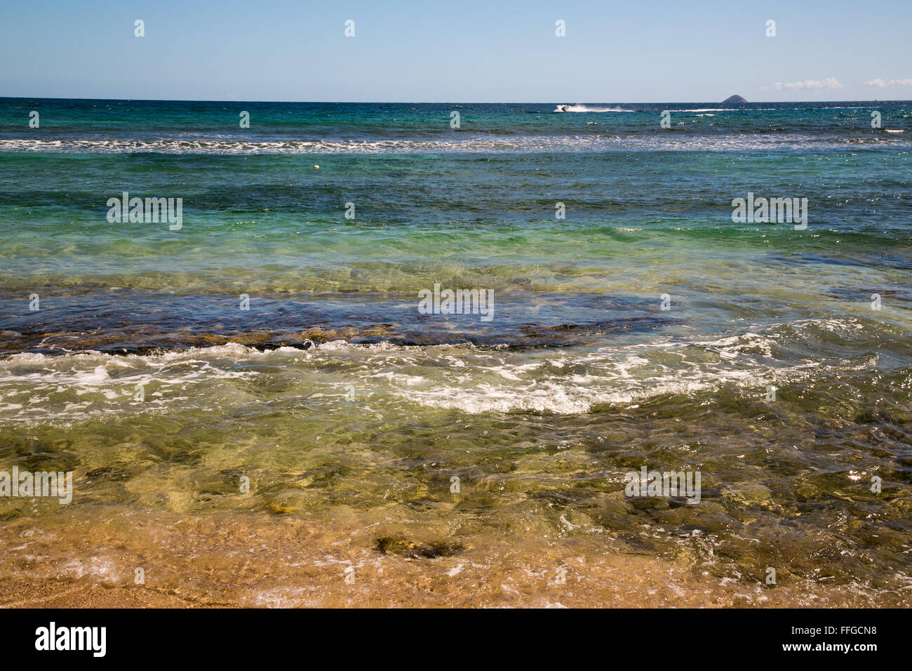 Different shades of color in the water in St. Thomas, U.S. Virgin ...
